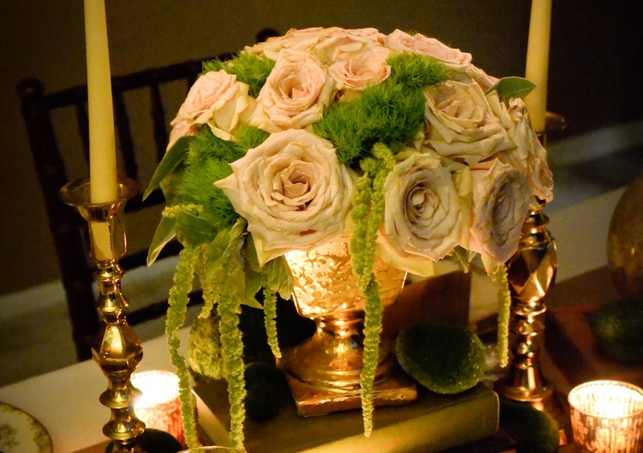 vintage wedding inspiration romantic reception centerpiece garden roses